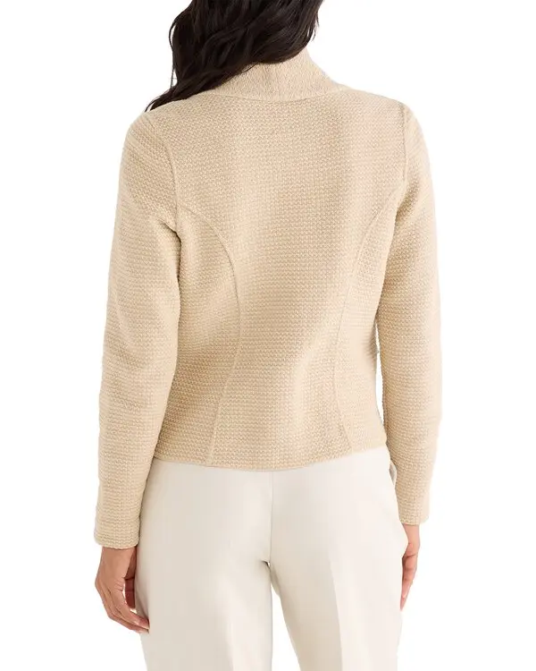 NIC+ZOE Textured Collarless Knit Jacket - Latte