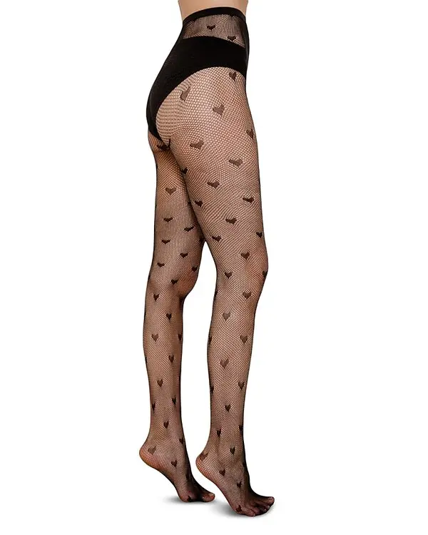 HIGH HEEL JUNGLE Sweetheart Fishnet Tights - Black