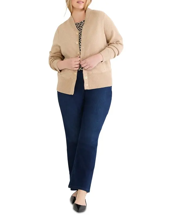 NIC+ZOE Knit Bomber Jacket - Jute