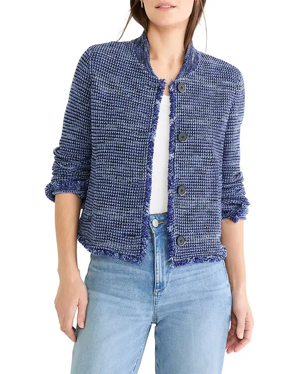 NIC+ZOE Fringe Knit Bomber Jacket