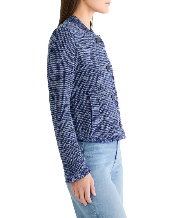 NIC+ZOE Fringe Knit Bomber Jacket