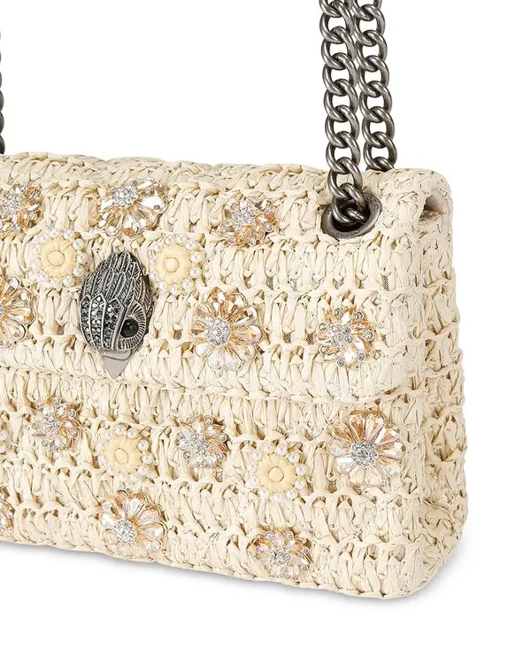 Kurt Geiger Kensington Mini Raffia Effect Crossbody - Dark Beige