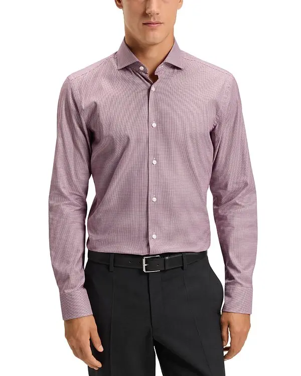 BOSS Hank Spread Collar Slim Fit Dress Shirt - Dark Red