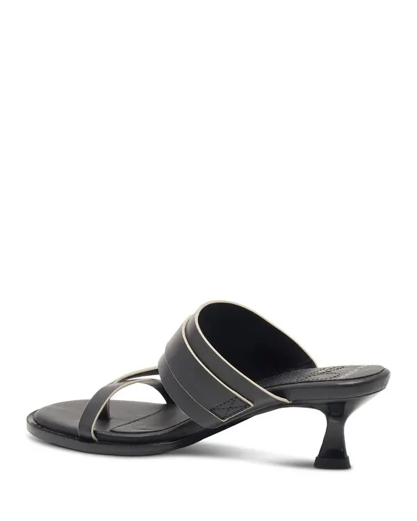 Free People Belted Leather Heel Sandals - Black Tide
