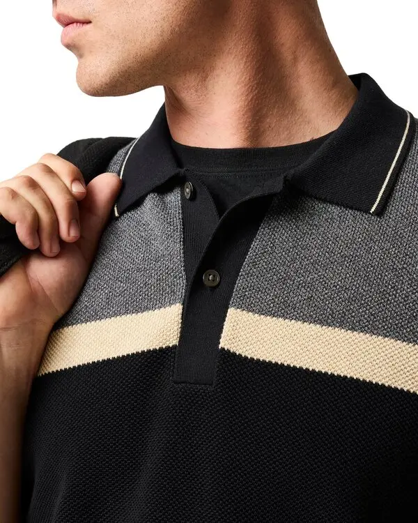 Rodd & Gunn Barret Reef Color Blocked Polo - Charcoal