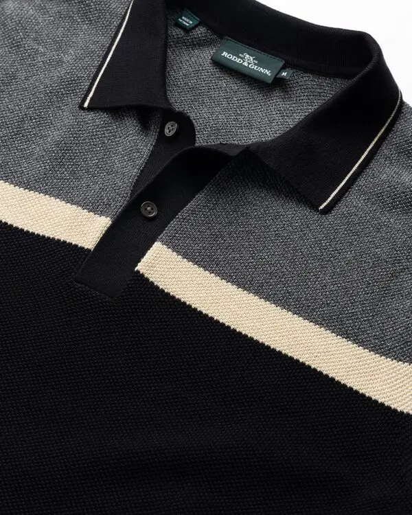 Rodd & Gunn Barret Reef Color Blocked Polo - Charcoal