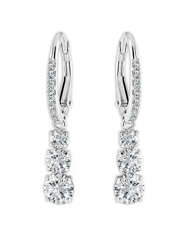 SWAROVSKI Stilla Attract Triple Crystal Charm Hoop Earrings - Silver