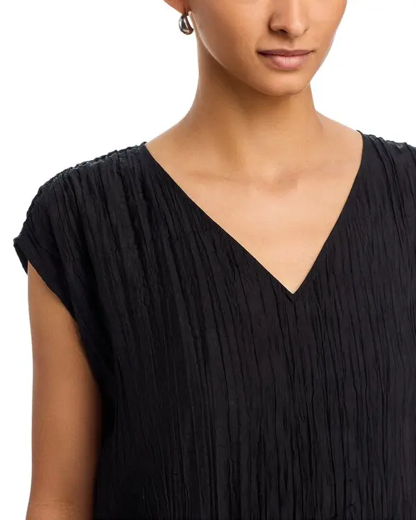 Eileen Fisher Crushed Silk V-neck Dress