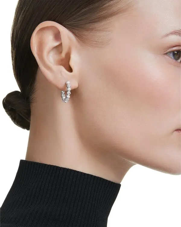 SWAROVSKI Matrix Crystal And Imitation Pearl Hoop Earrings - White