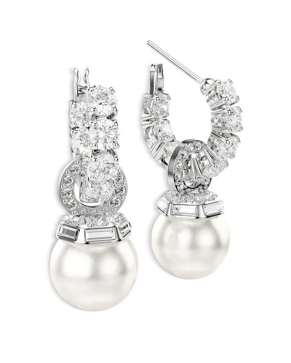 SWAROVSKI Matrix Cubic Zirconia And Imitation Pearl Hoop Earrings - White