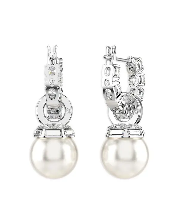 SWAROVSKI Matrix Cubic Zirconia And Imitation Pearl Hoop Earrings - White
