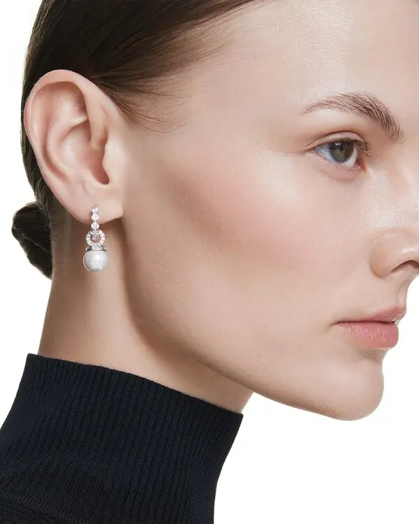 SWAROVSKI Matrix Cubic Zirconia And Imitation Pearl Hoop Earrings - White