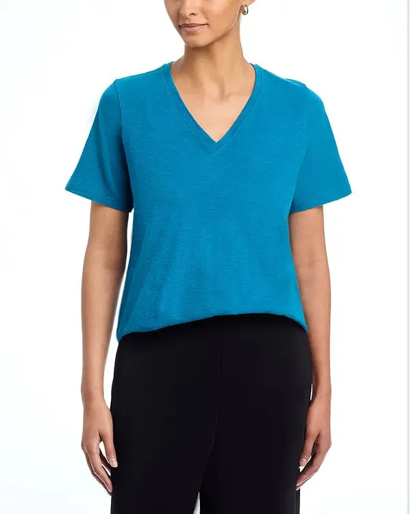 Eileen Fisher V-neck Short Sleeve Tee - Dragonfly