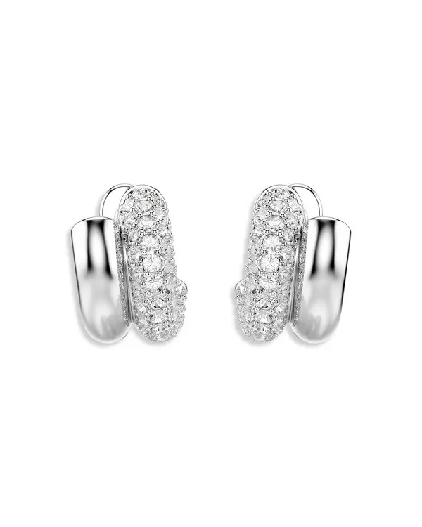 SWAROVSKI Dextera Crystal Double Row Hoop Earrings - Silver