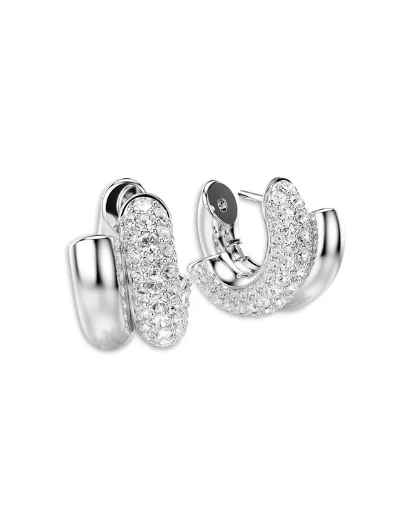 SWAROVSKI Dextera Crystal Double Row Hoop Earrings - Silver