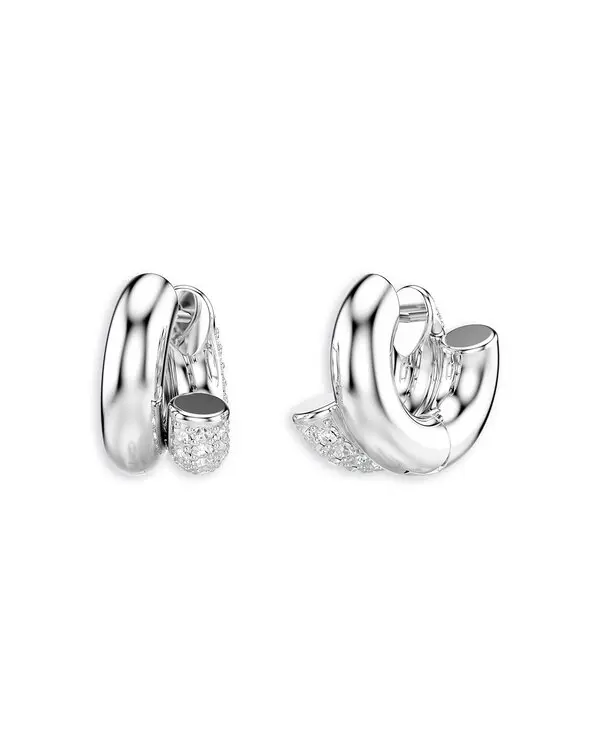 SWAROVSKI Dextera Crystal Double Row Hoop Earrings - Silver