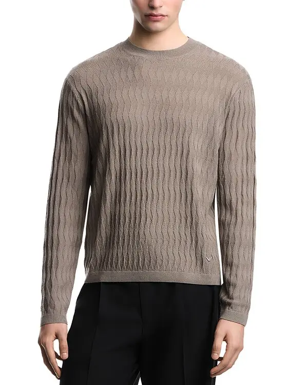 Emporio Armani Geometric Diamond Wool Pullover Sweater - Beige