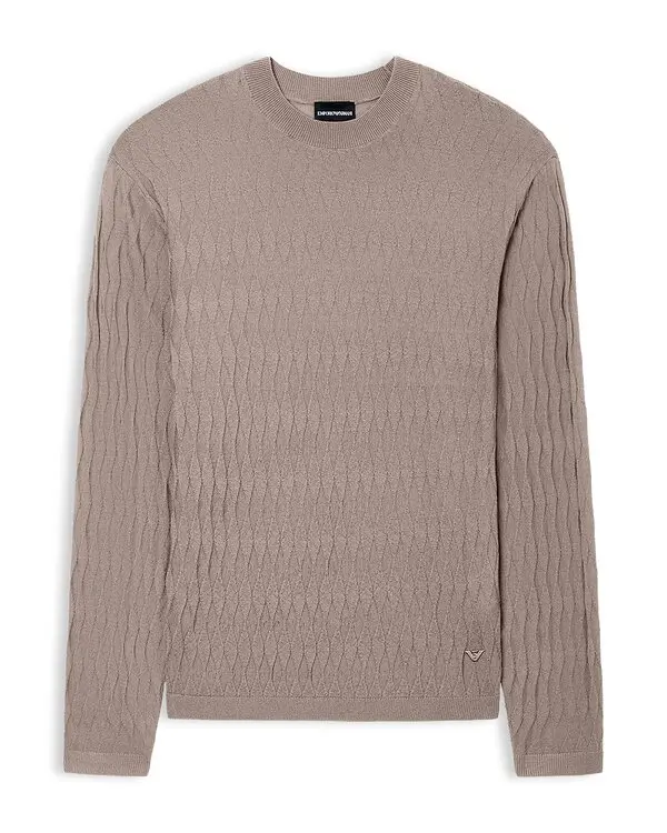 Emporio Armani Geometric Diamond Wool Pullover Sweater - Beige