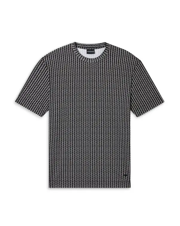 Emporio Armani Geometric Square Jacquard T-shirt - Blue