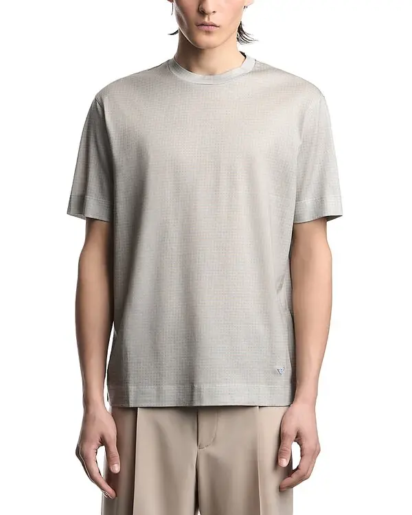 Emporio Armani Geometric Square Jacquard T-shirt - Blue