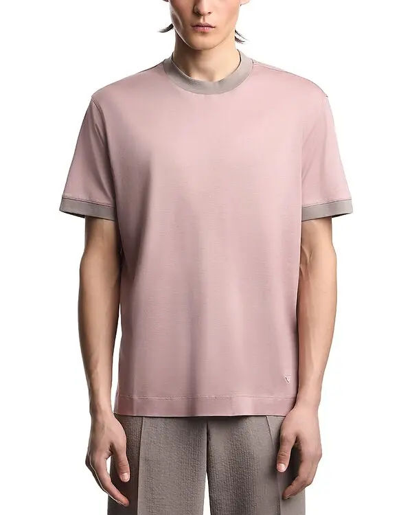 Emporio Armani Contrast Hem Cotton Blend T-shirt - Fawn/mourning Dove