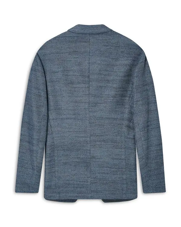 Emporio Armani Icon Cotton Blazer Jacket With Knit Effect 3d Texture