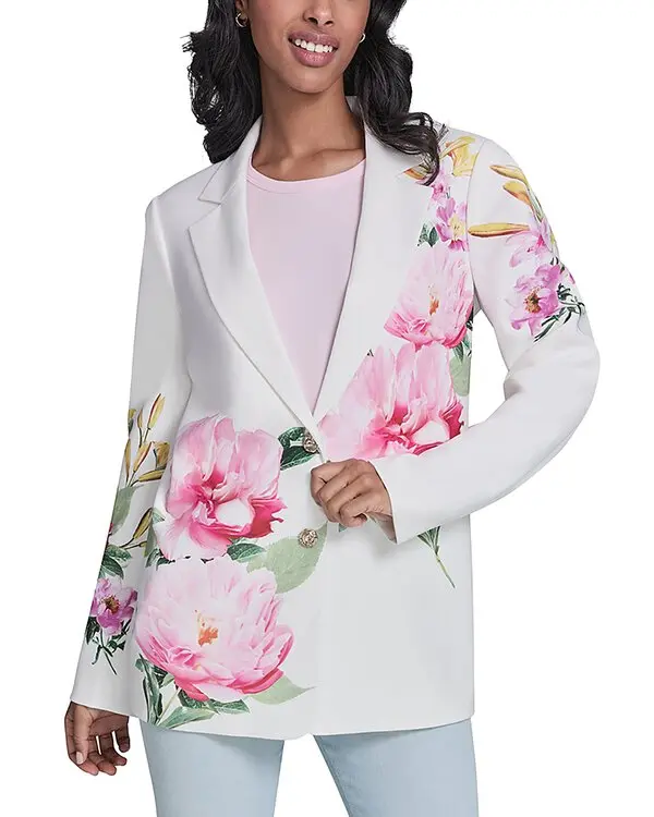 Karl Lagerfeld Paris Floral Blazer - Soft White