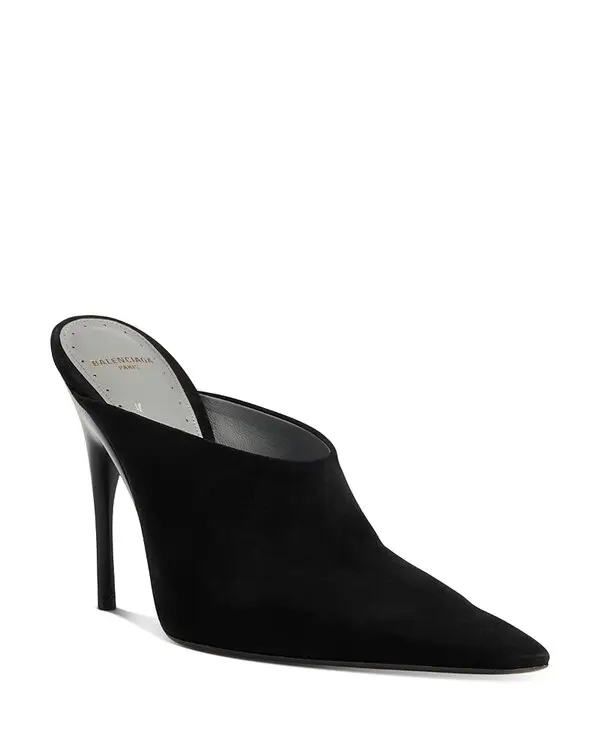 Balenciaga Duchesse Suede Mule Pumps - Noir Multi