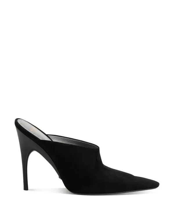 Balenciaga Duchesse Suede Mule Pumps - Noir Multi
