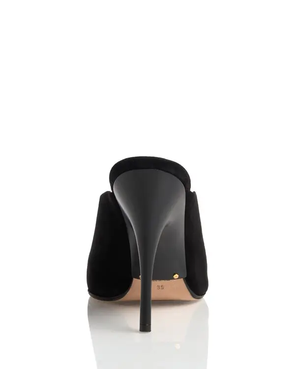 Balenciaga Duchesse Suede Mule Pumps - Noir Multi