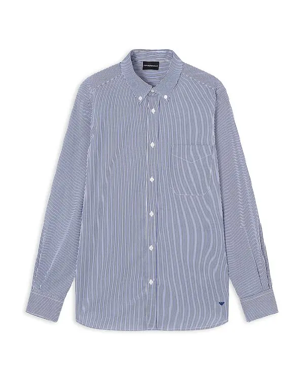 Emporio Armani Travel Essentials Wrinkle Free Shirt - Blue/white