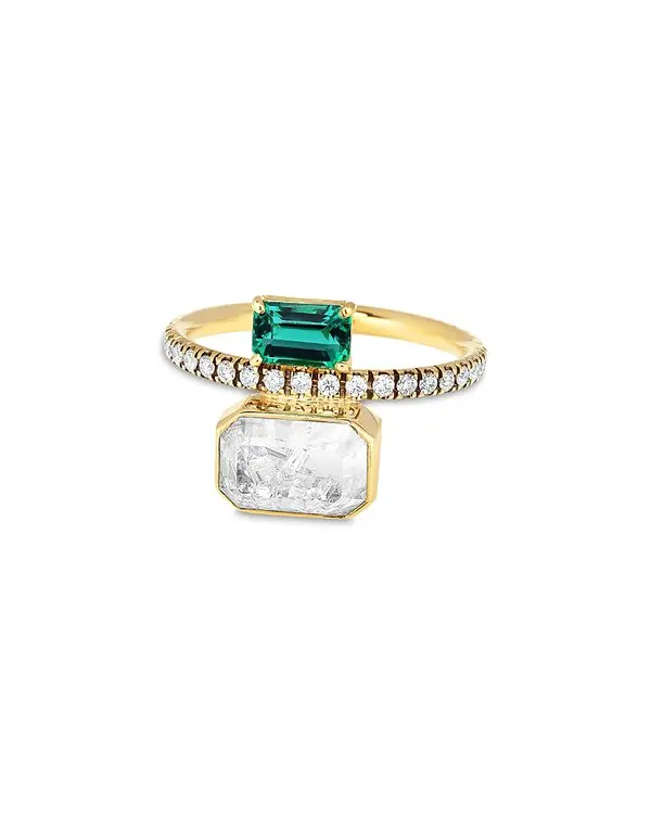 Moritz Glik 18k Yellow Emerald And Diamond Shaker Eternity Ring - Gold