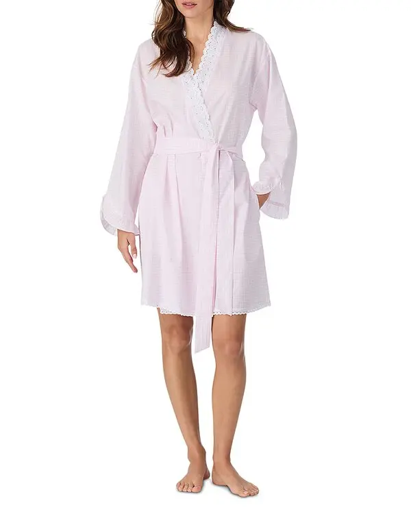 Eileen West Lawn Short Wrap Robe Exclusive - Pink Chalk