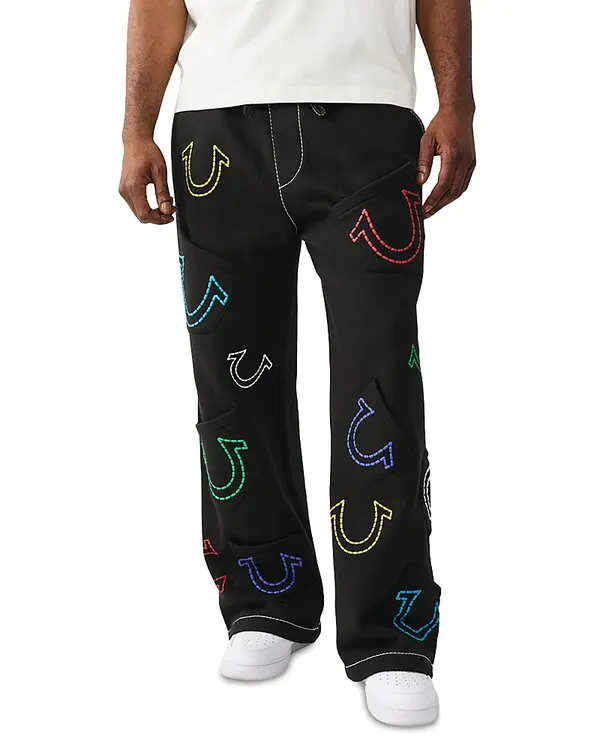 True Religion Big T Baggy Logo Graphic Sweatpants - Jet Black