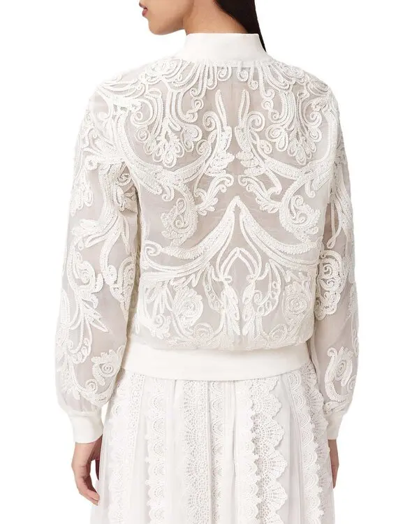 ALLSAINTS Jade Embellished Bomber Jacket - White