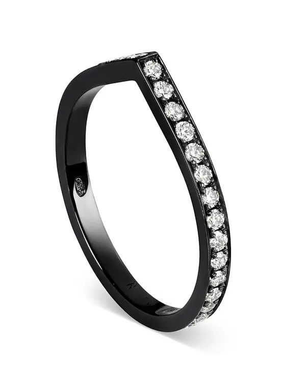 REPOSSI 18k Gold Antifer Diamond V Shape Ring - Black