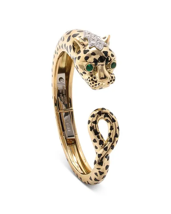 David Webb Platinum And 18k Yellow Leopard Cuff Bracelet - Gold