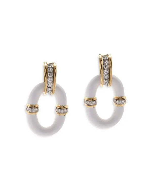 David Webb Platinum & 18k Yellow Diamond & Enamel Link Earrings - Gold