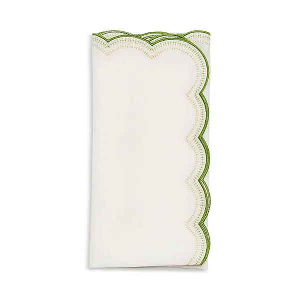 KIM SEYBERT Lune Napkin In White, Green & Gold - White/green