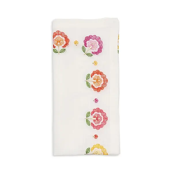 KIM SEYBERT Carnation Napkin In White, Pink & Orange - White/pink