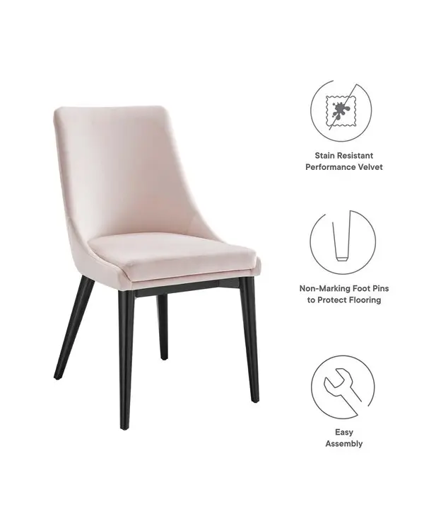 MODWAY Viscount Performance Velvet Dining Chair - Pink