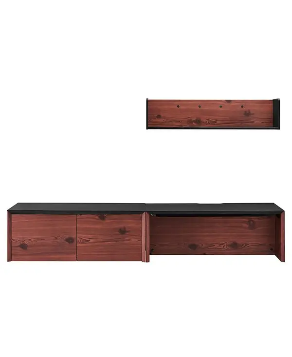 MODWAY Kinetic 38 Wall-mount Office Desk With Cabinet And Shelf - Black Cherry