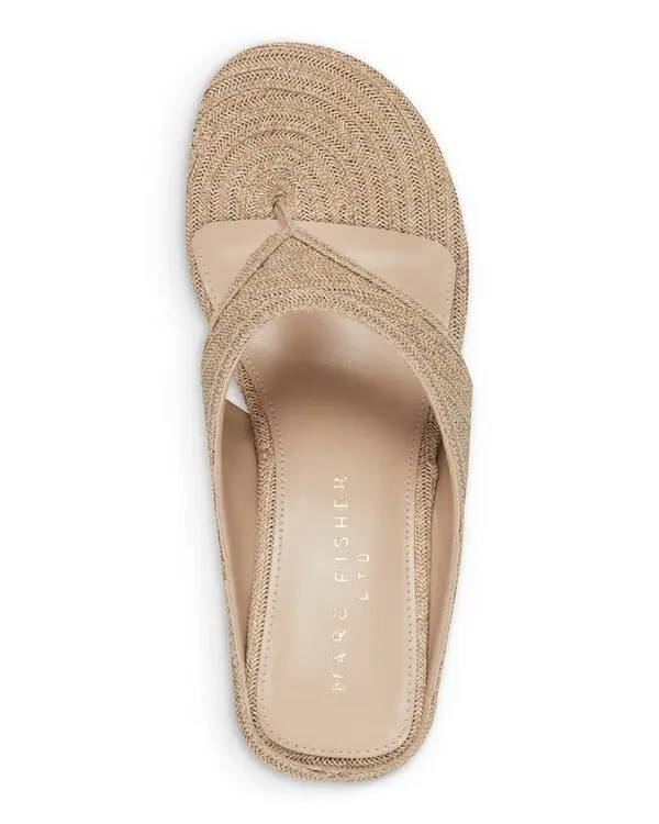 MARC FISHER LTD. Udena Raffia Wedge Sandals - Light Natural