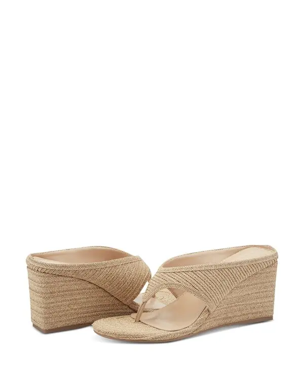 MARC FISHER LTD. Udena Raffia Wedge Sandals - Light Natural