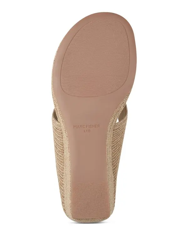 MARC FISHER LTD. Udena Raffia Wedge Sandals - Light Natural