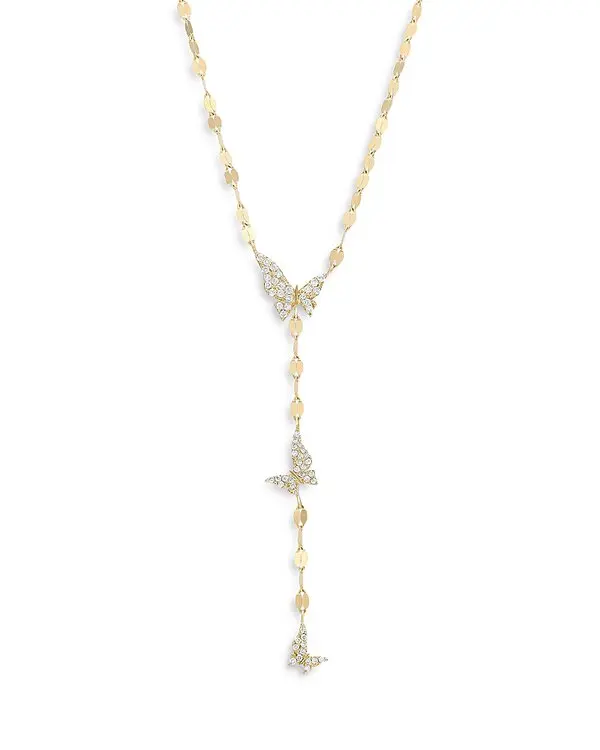 Lana Jewelry 14k Yellow Diamond Butterfly Lariat Necklace - Gold