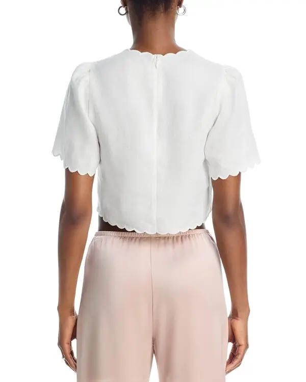 Farm Rio Roses Cropped Blouse - Off-white