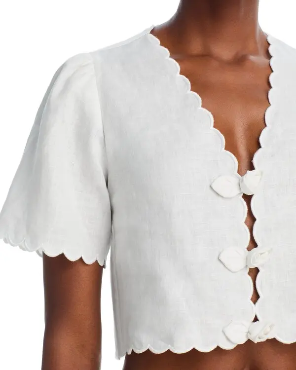 Farm Rio Roses Cropped Blouse - Off-white