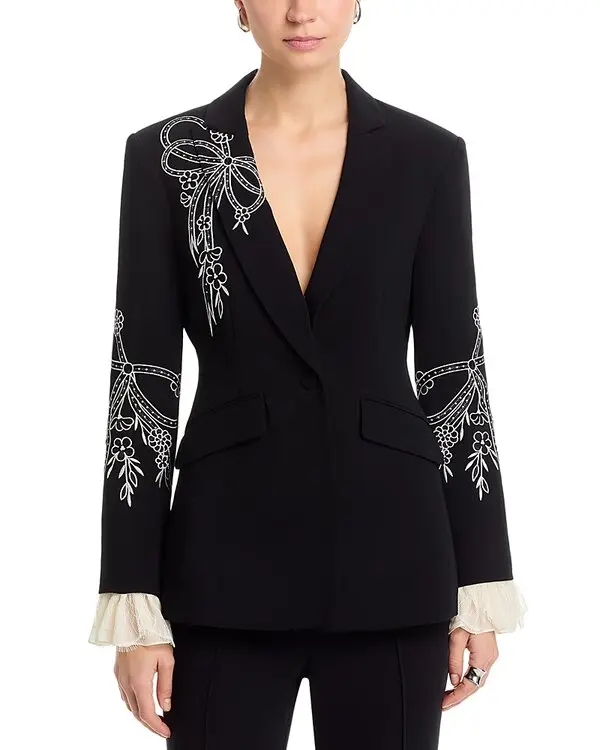 Cinq À Sept Cascading Ribbon Cheyenne Blazer - Black/ivory