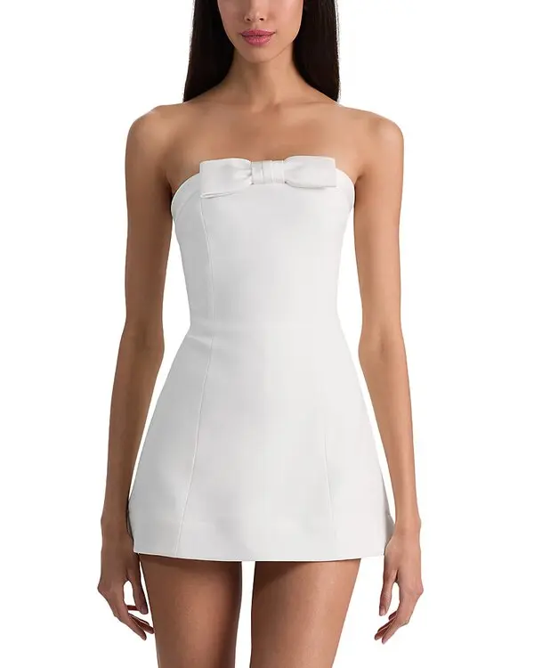 Alice + Olivia Katya Sculpted Bow Romper - Off White